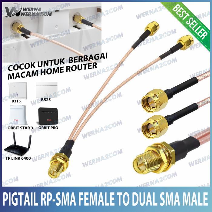 Jual PIGTAIL RP SMA Female to dual SMA male MODEM Orbit star B525 ...