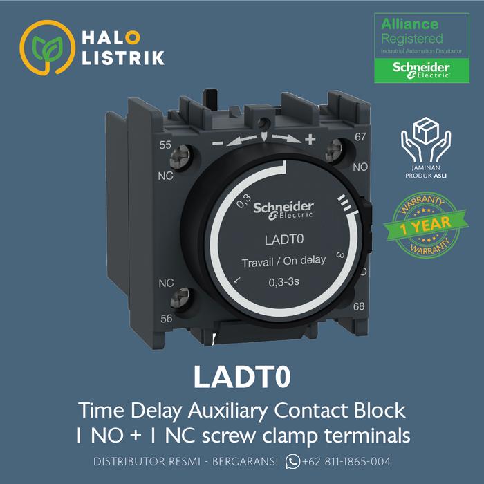 Jual LADT0 time delay auxiliary contact block 1 NO+1 NC Schneider ...