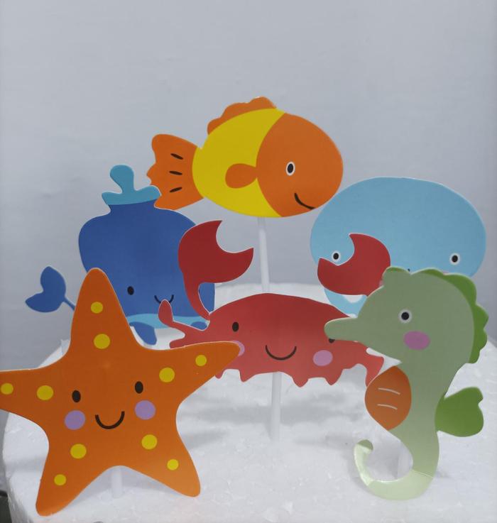 Jual Topper Cake Desain Mermaid Rumput Laut Ikan Hiu Ekor / Topper ...