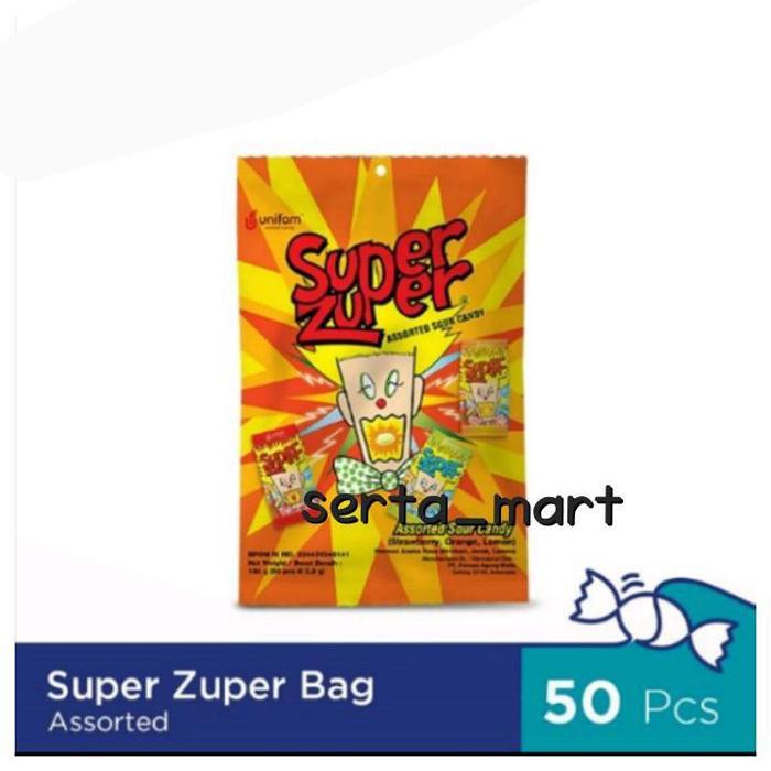 Jual Super Zuper Assorted Sour candy 140gr - Permen Asem Super Zuper 50 ...