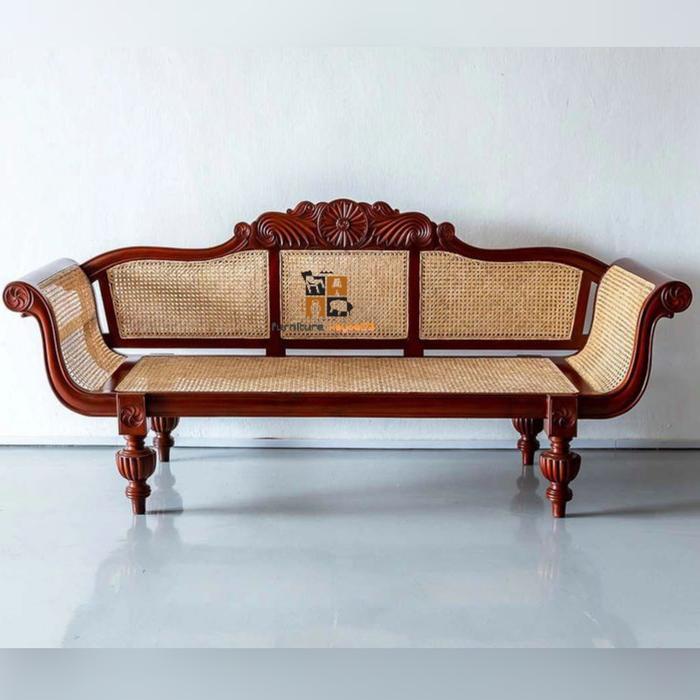 Jual bangku rotan kayu jati kursi rotan bale bale rotan bangku ukiran ...