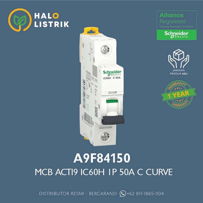 Jual A9F84150 Acti9 iC60H MCB 1P 50A C Curve Schneider Electric - Jakarta Pusat - Halolistrik ...