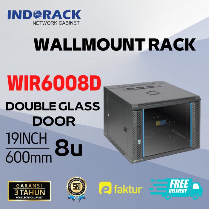 Jual Wallmount Rack INDORACK Double Door Rak Server 8U Depth 600mm ...