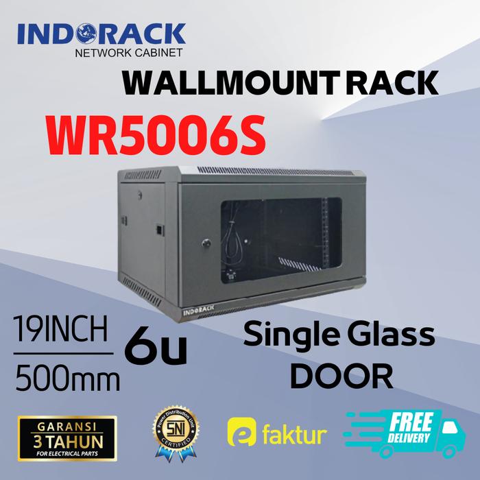Jual Wallmount Rack INDORACK Single Door Rack Server 6U Depth 500mm ...