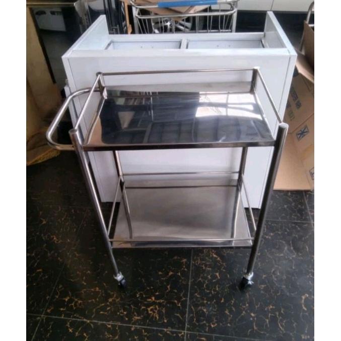 Jual Trolley Instrument 2 Susun Pipa Stainless | Troli Medis Meja ...