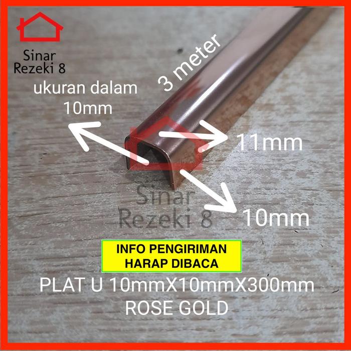 Jual List U ROSE GOLD 10 x 10 x 10 mm / Plat Stainless Lis Edging ...