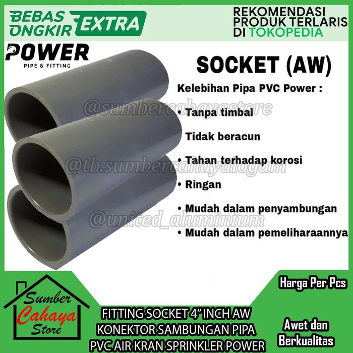 Jual FITTING SOCKET AW POWER 4” INCH SAMBUNGAN PIPA PVC AIR KRAN PLAFON ...