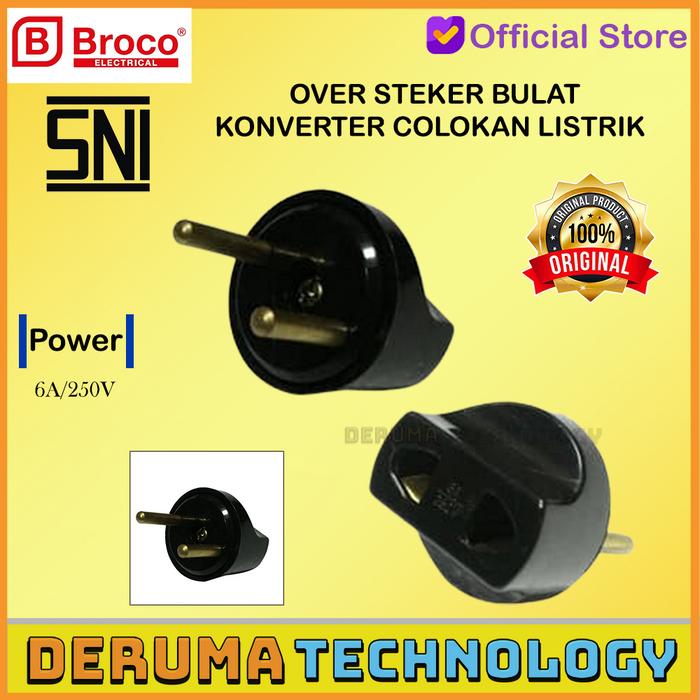 Jual Broco Over Steker Bulat Konverter Colokan Listrik Gepeng ke 2 Kaki ...
