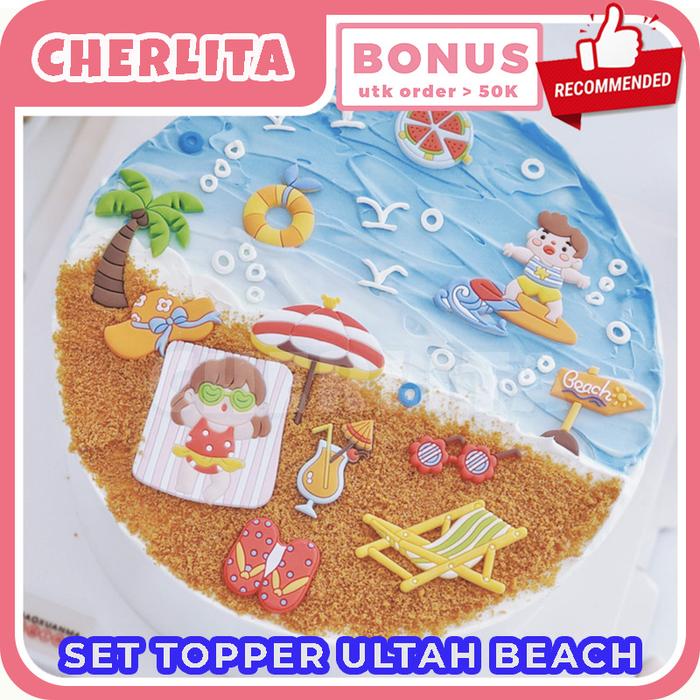 Jual Topper Ulang Tahun Anak Pantai Beach Happy Birthday Kue Hiasan ...