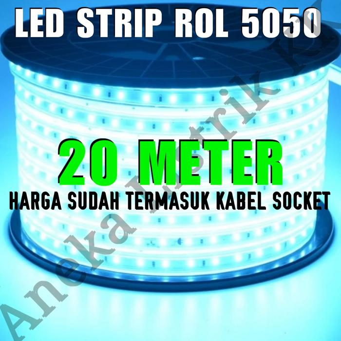 Jual LAMPU LED STRIP 5050 ICE BLUE 20M 220V SMD 20 M METER WATERPROOF ...