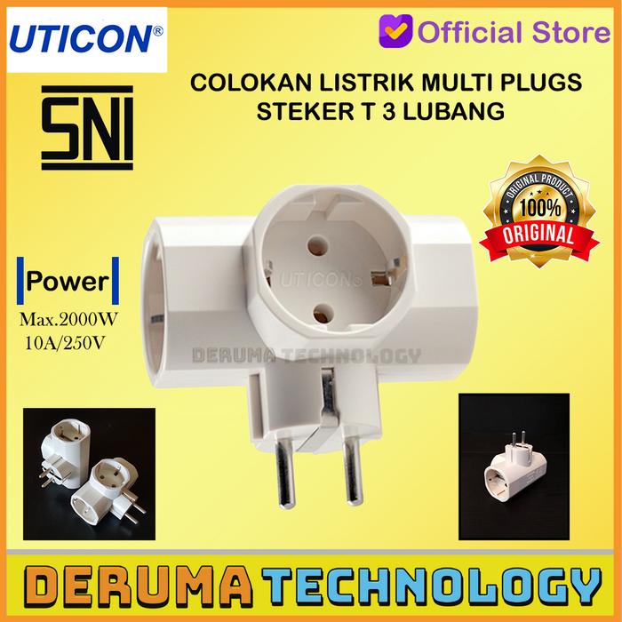 Jual UTICON SC-38 STEKER T ARDE COLOKAN LISTRIK MULTI PLUGS 3 LUBANG ...