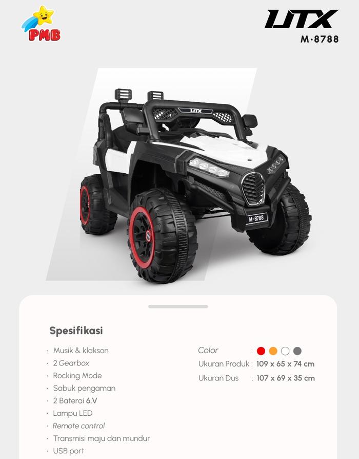 Jual Mainan anak Mobil aki Jeep PMB UTX M-8788 - Putih - Kota Bandung ...