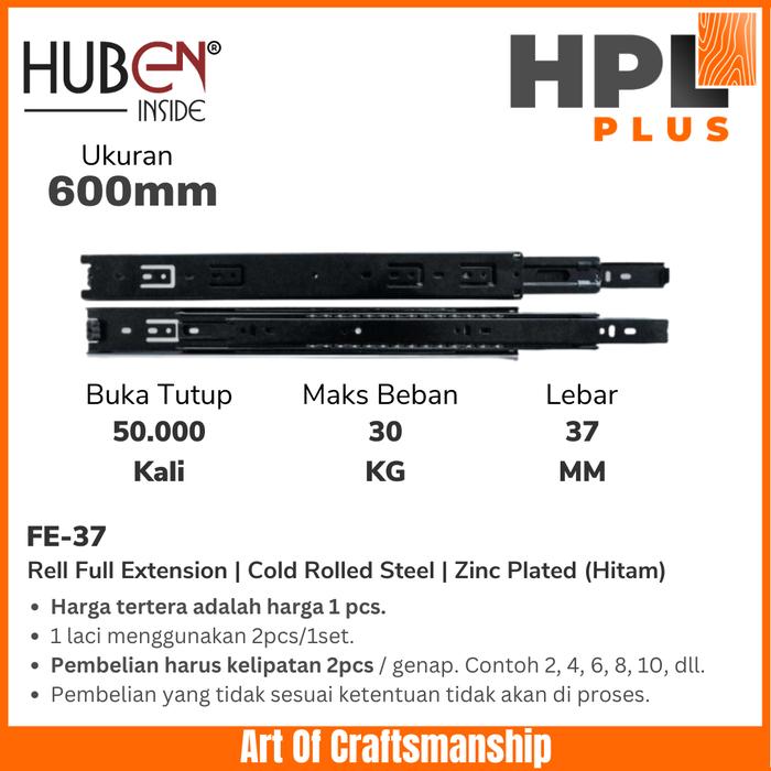 Jual Rel Laci HUBEN 60cm Double Track / Full Extension / Ball Bearing ...