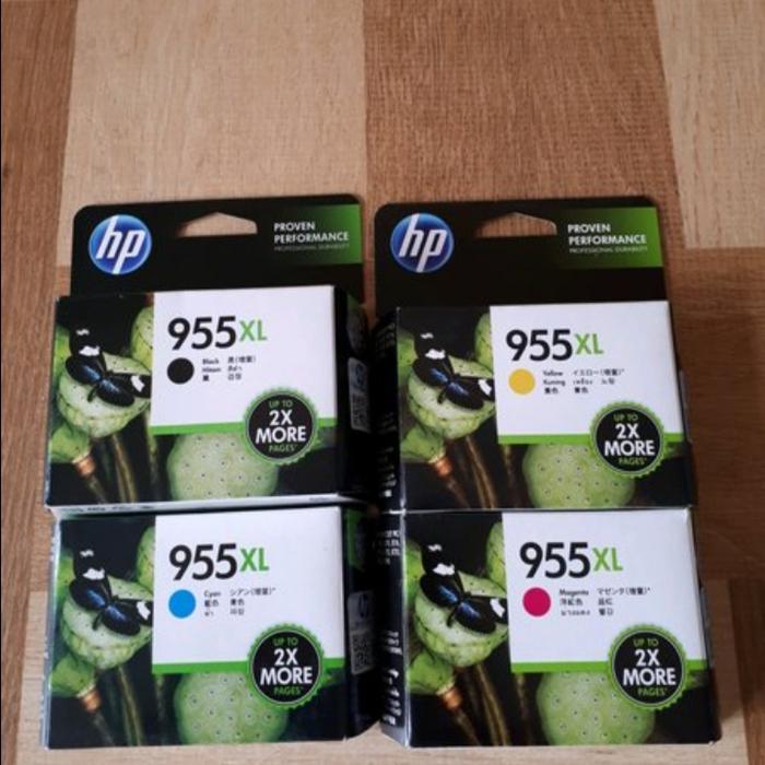 Jual Tinta Catridge 955 XL HP Original 1 set Black Cyan Magenta Yellow ...