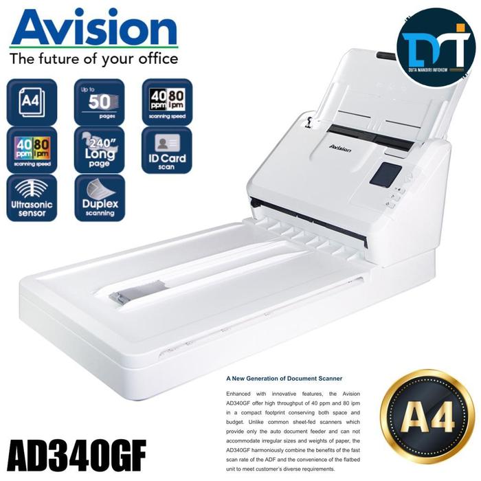 Jual Avision AD340GF - Flatbed & ADF Duplex F4 Scanner 40ppm - Jakarta ...