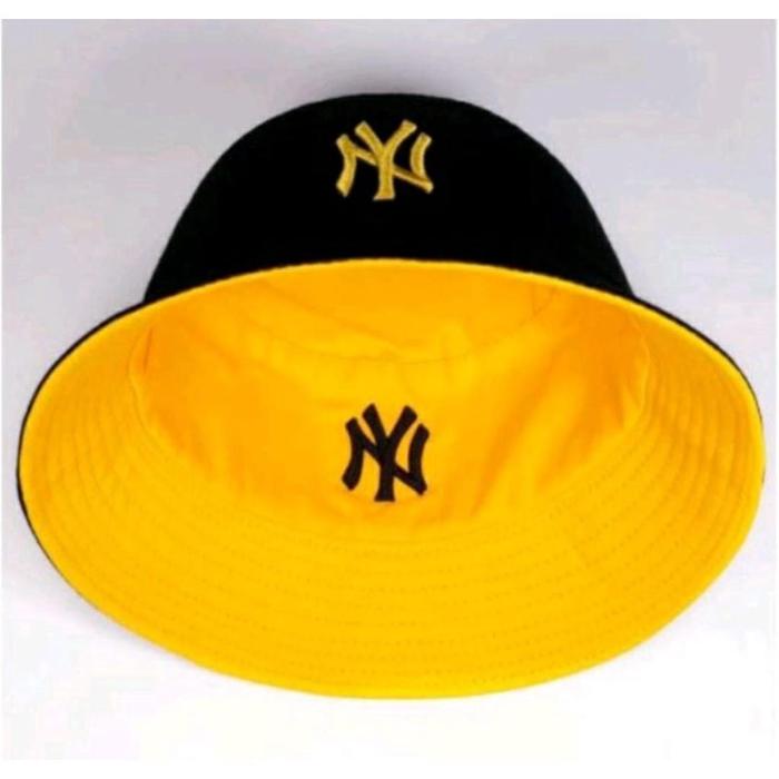 Jual Topi Bucket Hat Bolak Balik Unisex Premium Bordir NY - Hitam ...