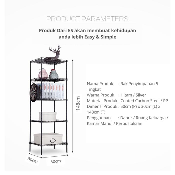 Jual Es Rak Serbaguna Rak Dapur Tingkat Rak Kantor Rak Susun Rak 5 ...