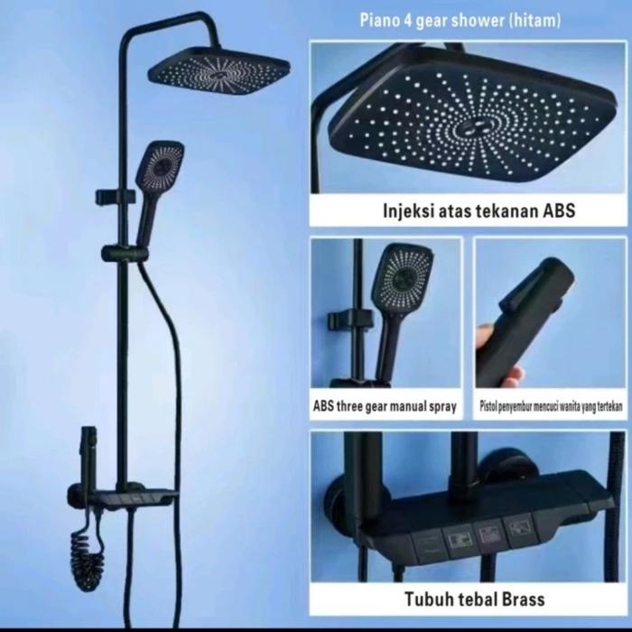 Jual SHOWER TIANG PANAS DINGIN BLACK HITAM/ SHOWER COLUMN 4 WAY MODEL ...