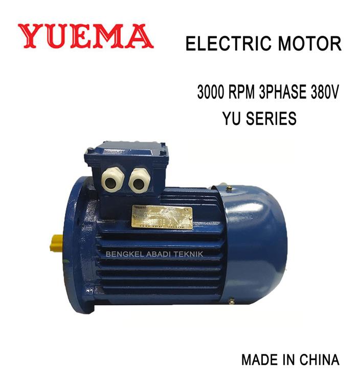 Jual ELECTRIC MOTOR YUEMA YU 1.1KW 1.5HP 2POLE 3000RPM B5 3PHASE ...