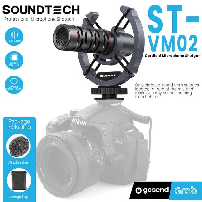 Promo SOUNDTECH Smart Cardioid Microphone ST-VM02 for DSLR Smartphone ...