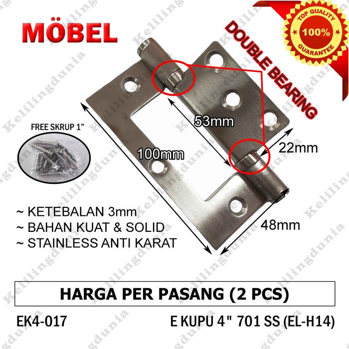 Jual 4" 100MM Ball Bearing Engsel Bendera Engsel Kupu Pintu Lemari ...