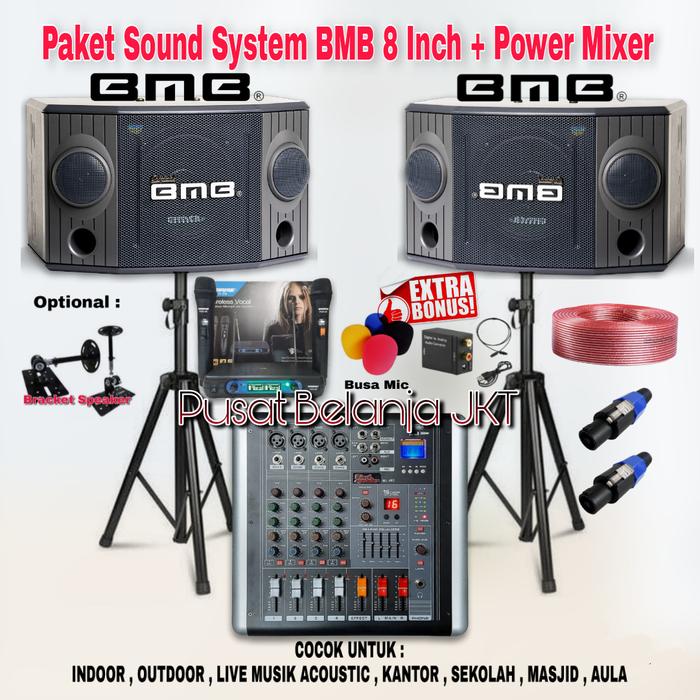 Jual PAKET SOUND KARAOKE LIVE MUSIK SPEAKER BMB 8 INCH POWER MIXER ...