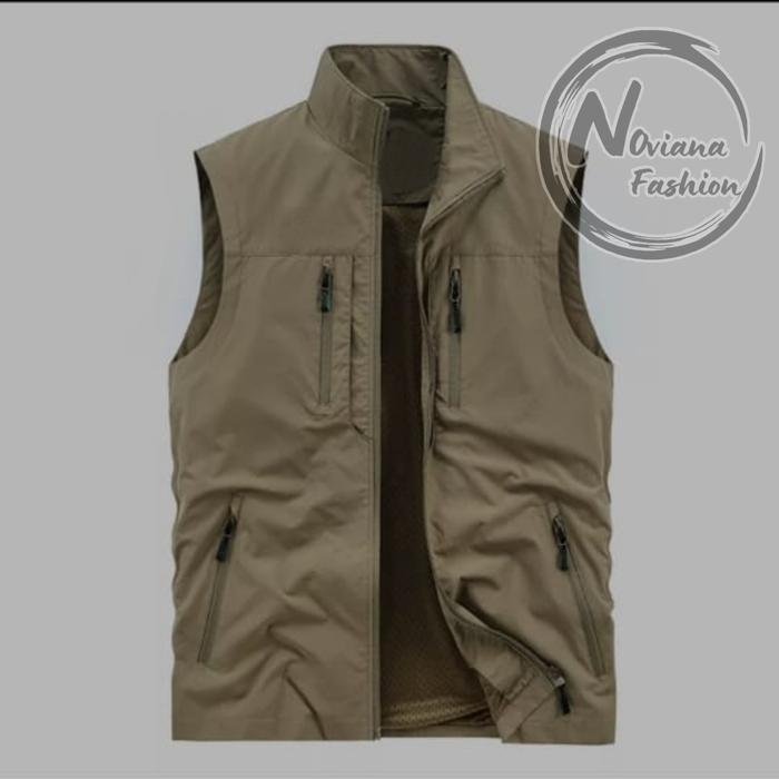 Jual Jaket Rompi Pria/Vest Pria Outdoor Resleting - Krem, S - Kab ...