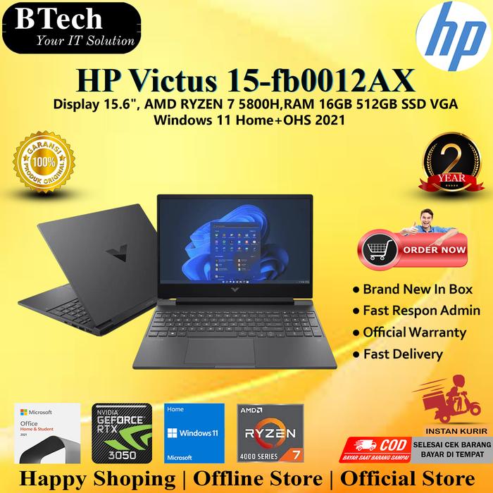 Jual HP Victus 15-fb0012AX Ryzen 7 5800H 16GB 512GB SSD VGA WIN11H+OHS ...