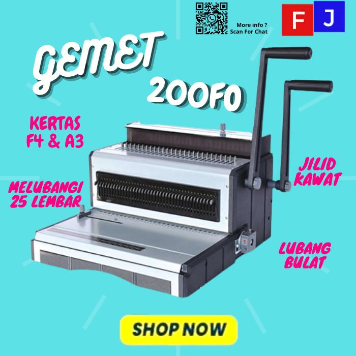 Jual Mesin Jilid Binding Gemet 200 FO 200FO Bulat Kawat Kertas A3 A4 F4 ...