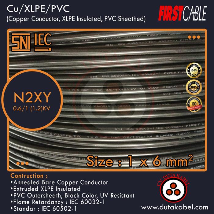 Jual Kabel N2XY 1x6 mm2 (Cu/XLPE/PVC) FIRST CABLE /1x6 mm/1 x 6 mm2 ...