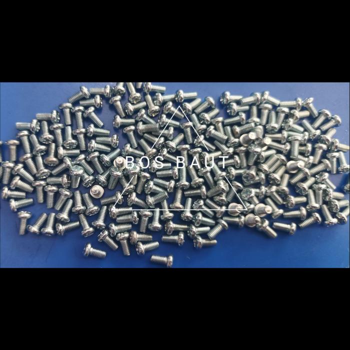 Jual Baut JP Besi Putih, Baut Obeng Plus Ukuran M3 x 6 P0.50 ISI 10 PCS ...