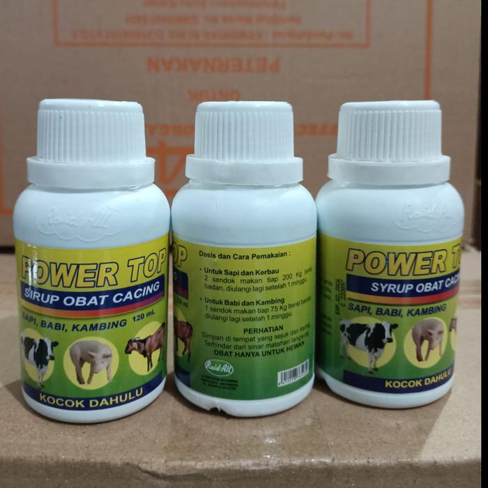 Jual POWER TOP 120 ml Obat Cacing Cair Untuk Ternak Sapi Babi Kambing ...