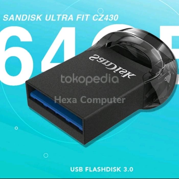 Jual FLASHDISK SANDISK ULTRA FIT 64 GB CZ430 USB 3 MINI USB ORIGINAL ...