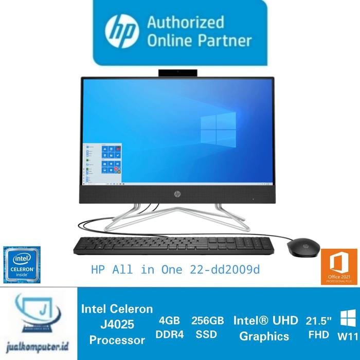 Promo HP PC AIO 22-dd2009d Celeron J4025 4GB 256GB SSD 21.5" FHD Win11 ...