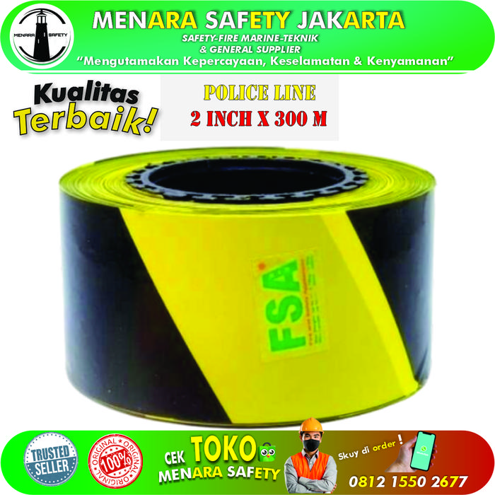 Jual Safety Line Police Line Baricade Tape FSA 2x300 Hitam/Kuning ...