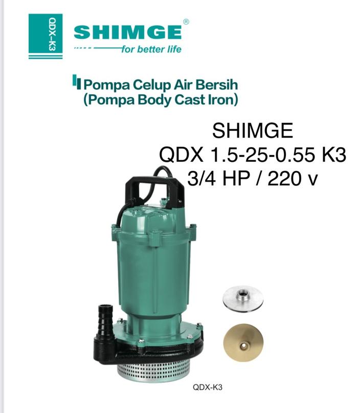 Jual SHIMGE QDX 1.5 - 25 - 0.55 K3 3/4 hp 220 volt pompa celup air bersih - Kota Surabaya ...
