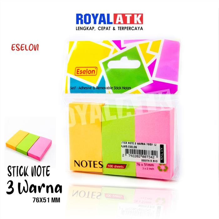 Jual Sticky Note / Memo Stick 3 Warna Eselon - Kota Malang - Royal ATK ...