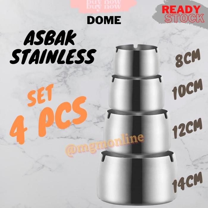 Jual SET4 DOME Asbak Stainless SILVER 14cm Tebal polos 3lubang Tinggi 5cm - Jakarta Barat - MGM ...