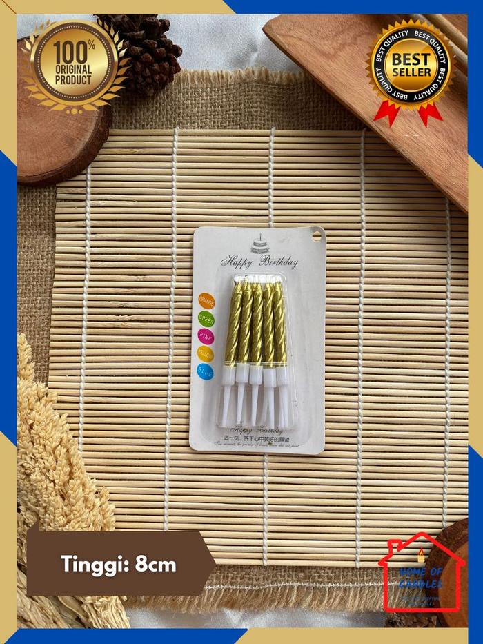 Jual Lilin Ulang Tahun Ulir | Lilin Spiral Pendek Isi 10pcs - Gold ...