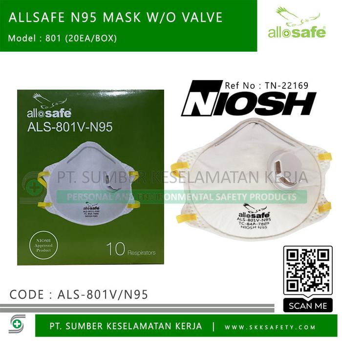 Jual Masker N95 Allsafe ALS-801 Niosh Standard (Harga per box) - Valve ...