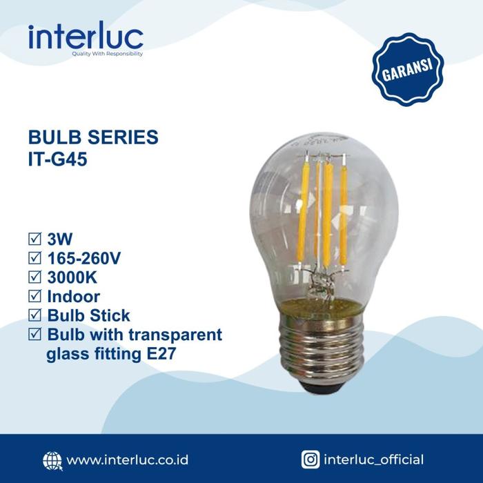 Jual Lampu LED INTERLUC LED Filament Pijar G45 3W Bohlam LED Filamen ...