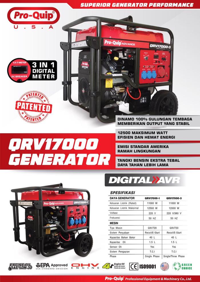 Jual Genset 15 Kva 3 Phase 12000 Watt Pro - Quip QRV17000-3 - Jakarta ...