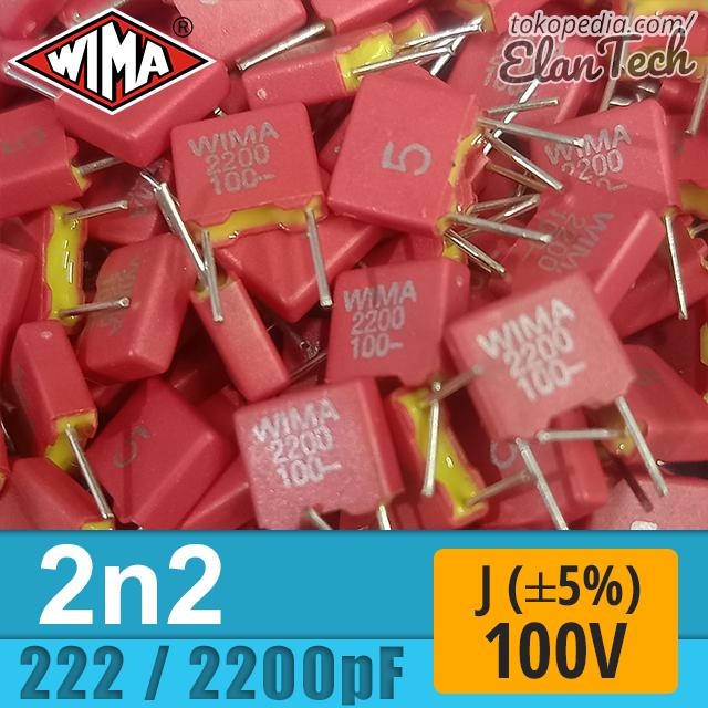 Jual Wima 2n2 / 2.2nF / 222 / 2200pF J 100V Capacitor Kapasitor ...