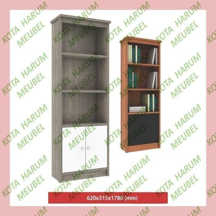 Jual rak buku tinggi terbuka lemari buku terbuka 2 pintu 60 cm putih ...