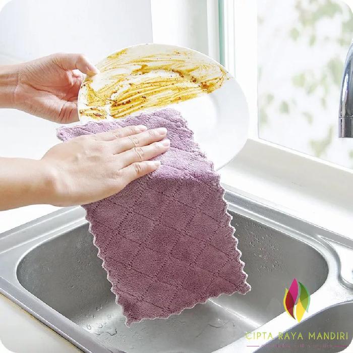 Jual Kain Lap Microfiber Cuci Piring Anti Minyak Dapur Tangan Serbaguna ...
