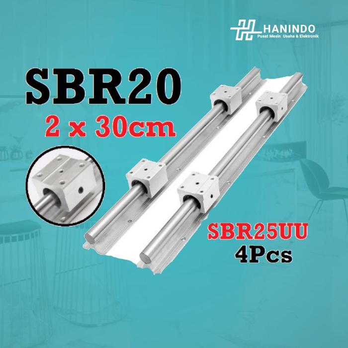 Jual Set Rail SBR20 SBR 20 2 x 30cm Rel Linear Shaft As 20mm CNC - Kota ...