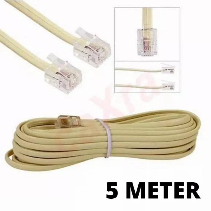 Promo Kabel Isi 4 LINE Telpon 5 m + Jack RJ 11/ Telepon Telfon Cable ...