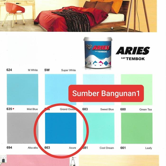 Jual [INSTANT] Cat Tembok 5kg ARIES murah putih biru hijau cream plafon ...