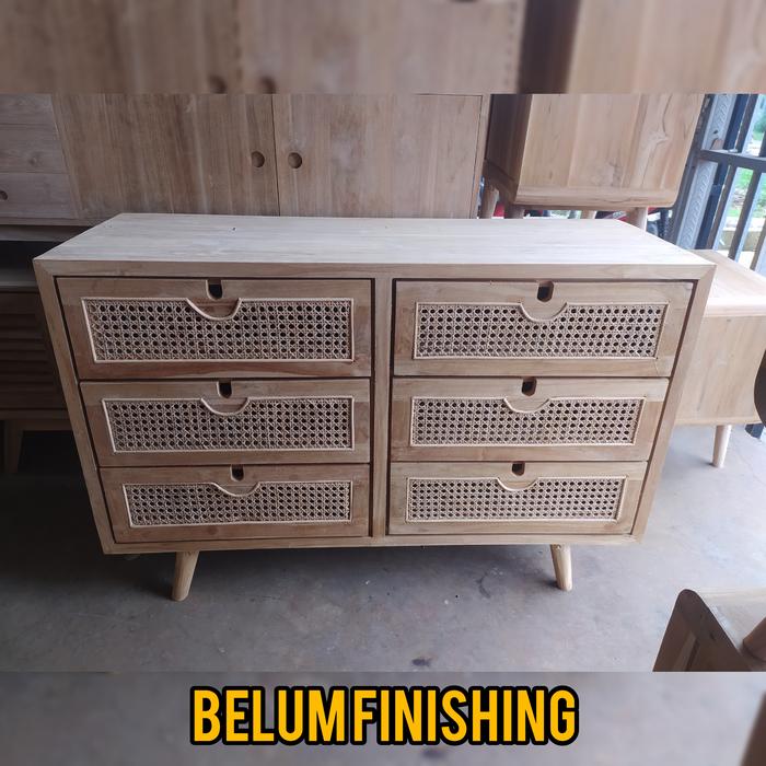 Jual Meja Drawer Retro 6 Laci Rotan Kayu Jati Nakas Buffet Cabinet ...