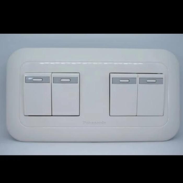 Jual saklar sakelar 4g 4 gang switch tombol minimalis panasonic hitam ...